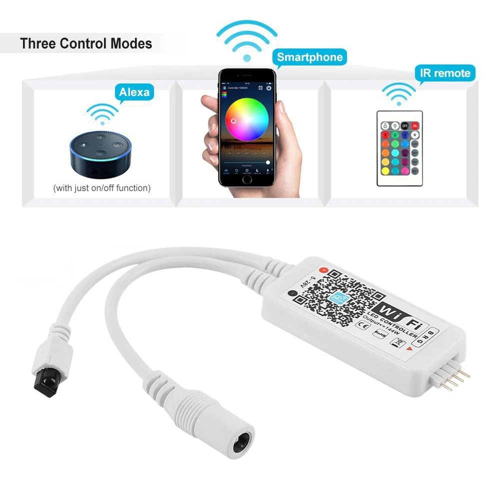 Hot Selling Mini WIFI+ Wireless 24-key RGB Controller DC5-28V Music Controller for Smart Home ...