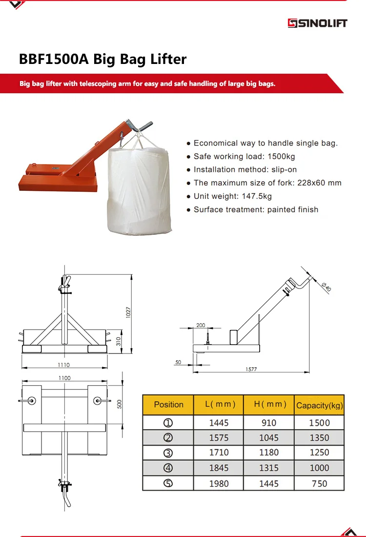 Bbf1500a Big Bag Lifter - Buy Telescoping Arm,Bulk Bag Lifting Crane ...