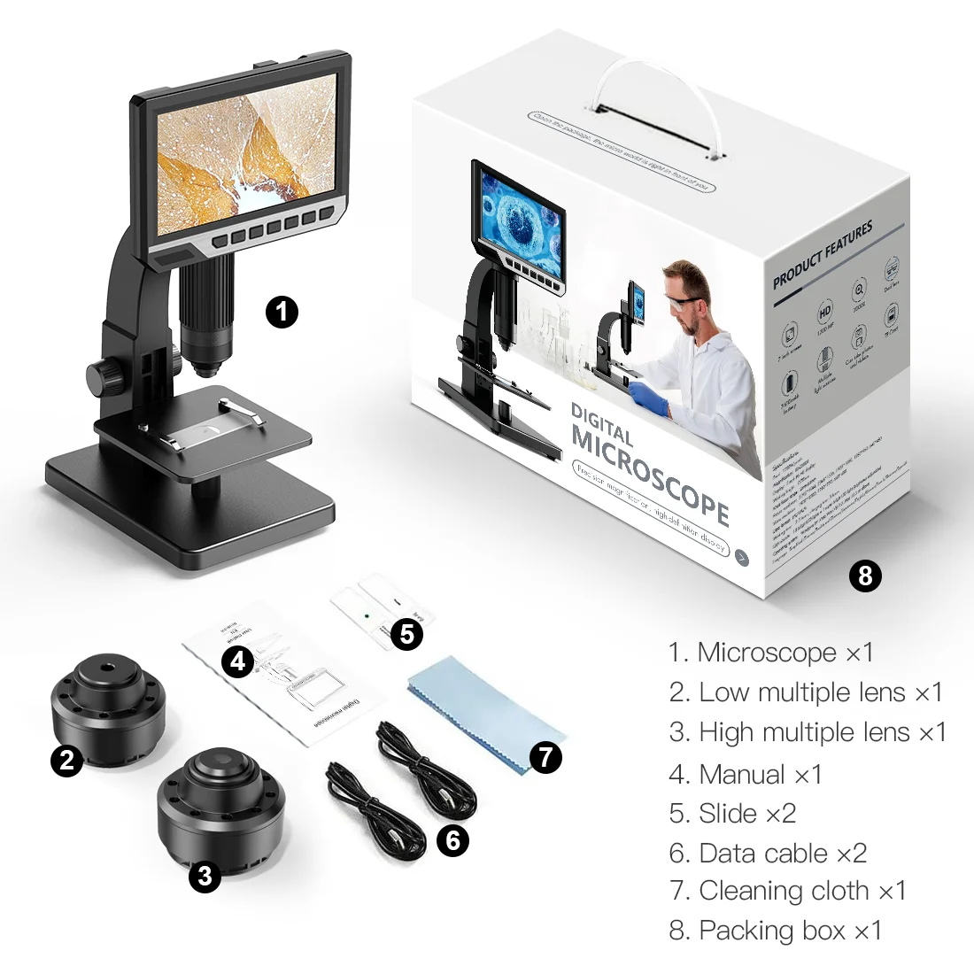 G2000 2000x Zoom Digital Microscope With 7 Inch Hd Lcd Display Electron ...