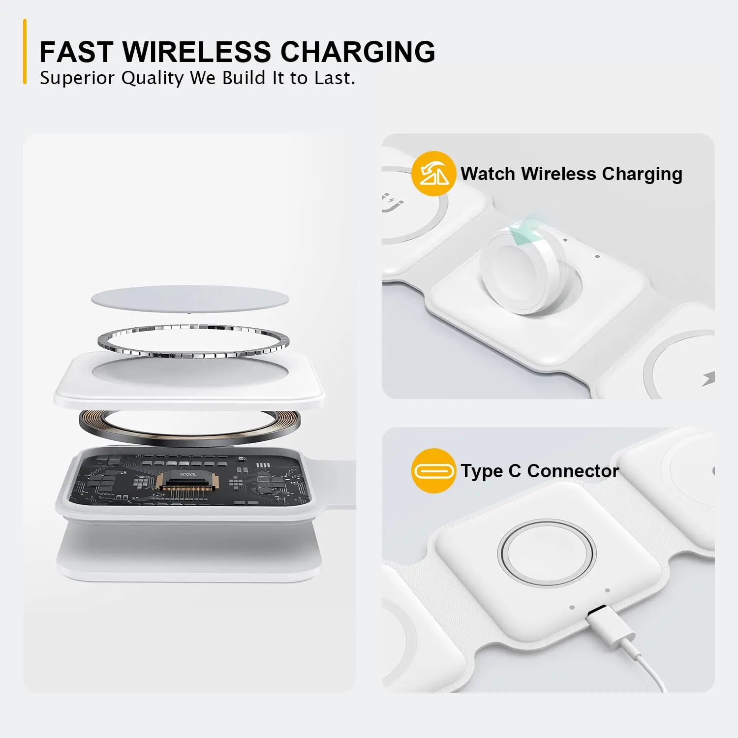 3 in 1 Wireless Charger Magnetic Foldable Charging Station Travel ...