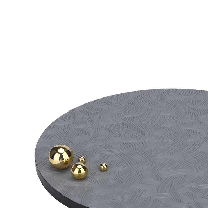 Modern Gray Blue Round Wooden Leather Tray Model Room Living Storage ...