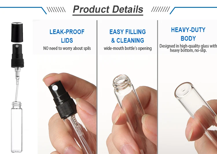 Mini Travel Sample Packaging 2ml 3ml 5ml 10ml Refillable Glass Perfume ...