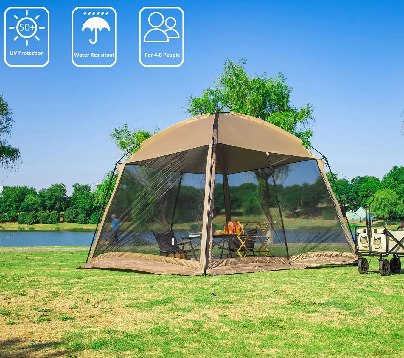 Screen House Tent 11x11 Feet Outdoor Camping Mesh Awning Gazebo For 4-8 ...