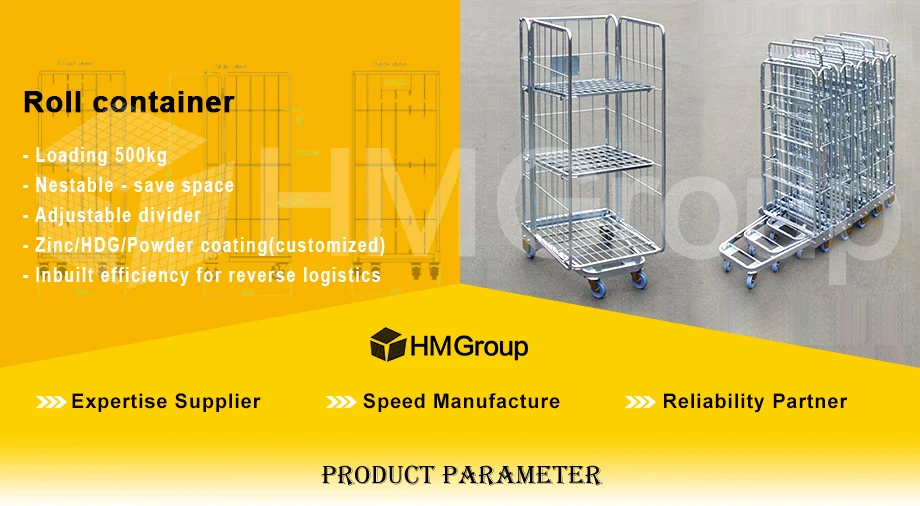 Logistic Warehouse Tools Galvanized Wide Steel Metal Storage Wheeling ...