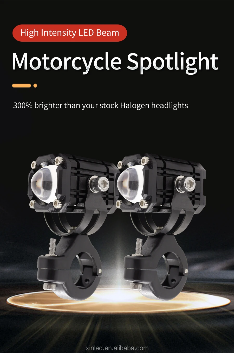 Hearxinled Motorcycle Led Auxiliary Spotlight White Yellow Red ...