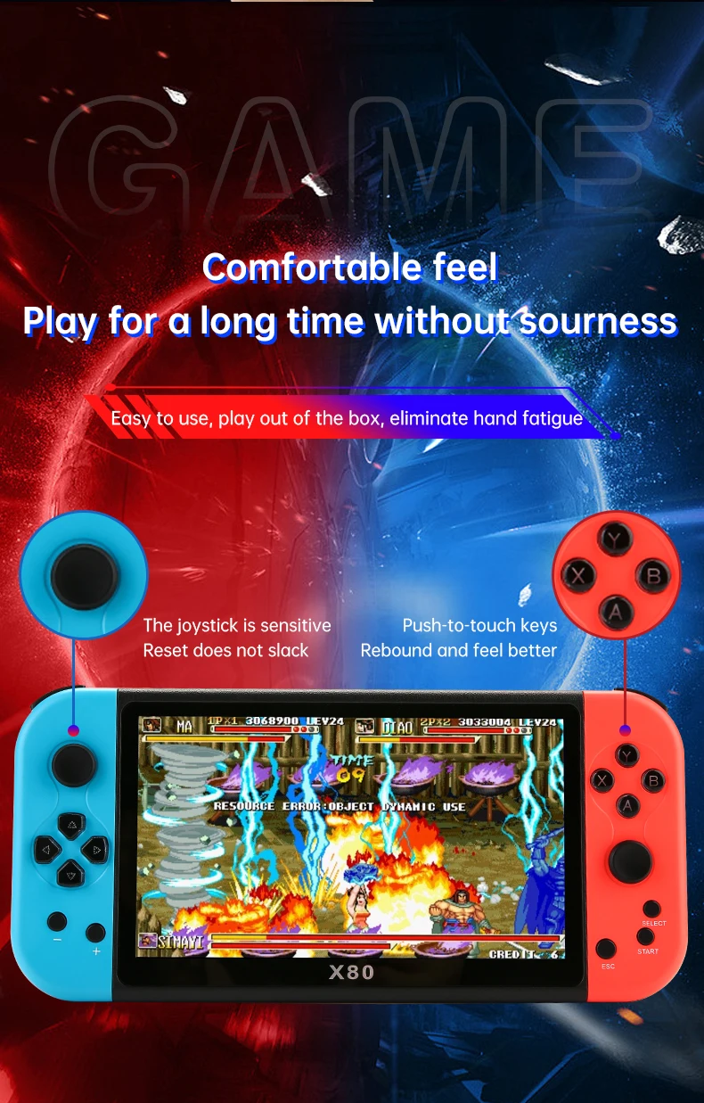 X80 Portable 7" HD Display Handheld Game Console with 20,000 Games