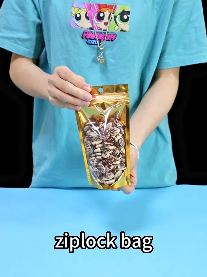 Customized Logo Baggies Stand Up Pouch Food Gold Packaging Bags Zip ...
