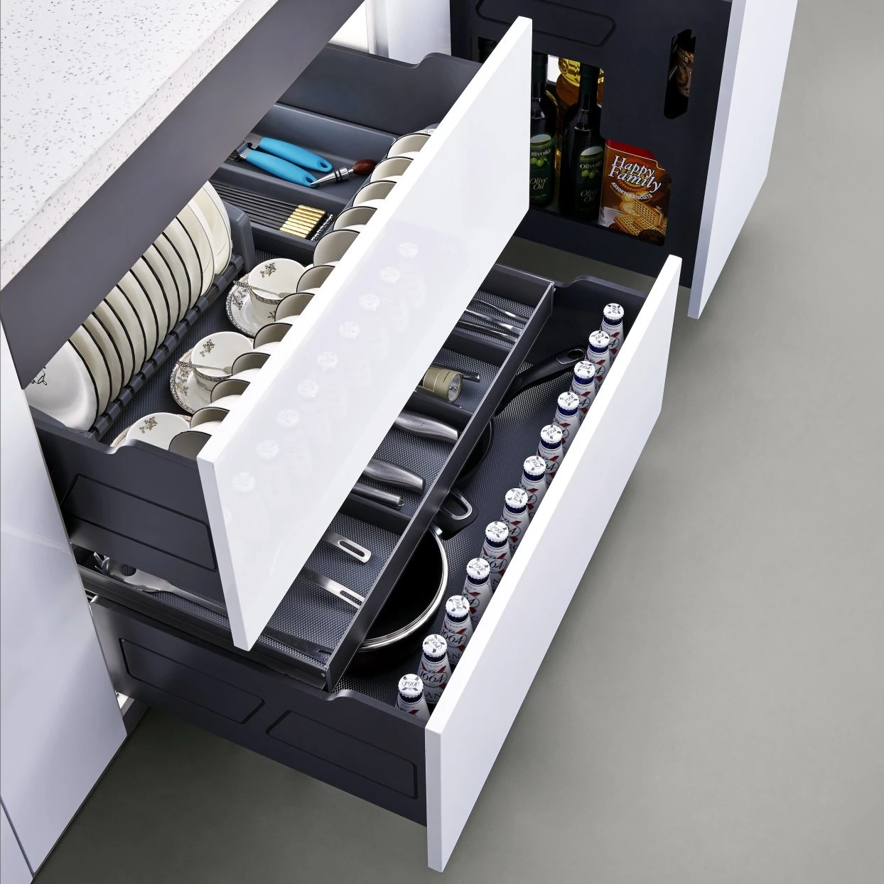 Contemporary High Capacity Kitchen Basket for Drawer Apartment in Cabinets