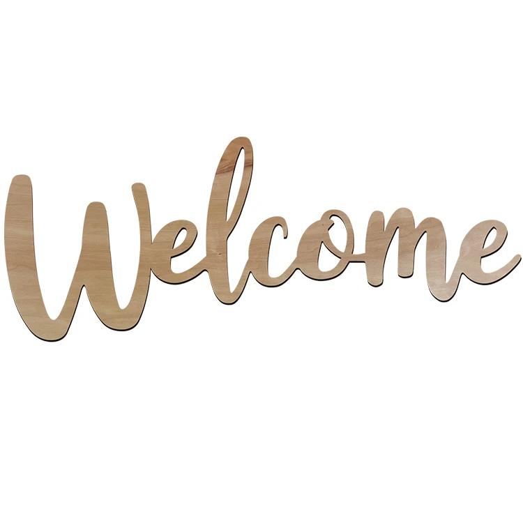 Hello Welcome Wood Sign Cutout Wooden Letter Sign Diy Block Words ...