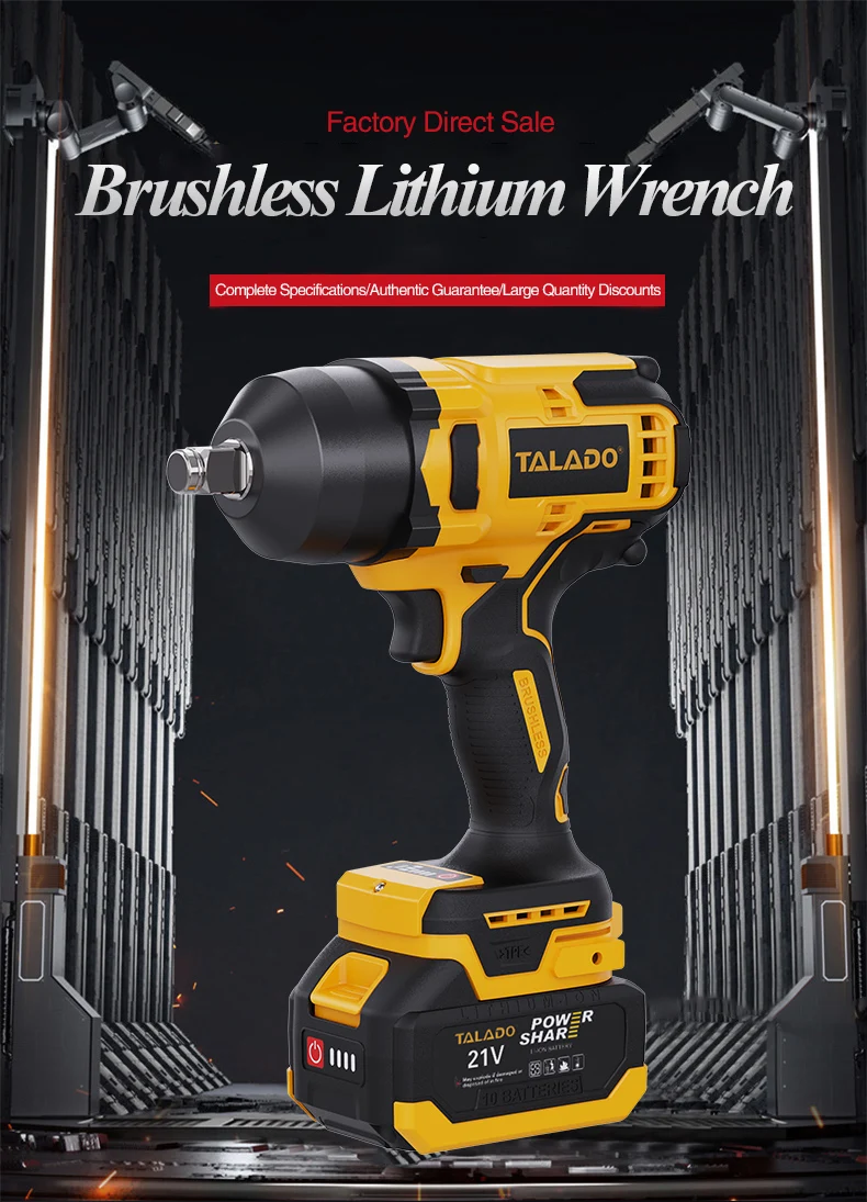 TALADO Brushless Electric Impact Wrench - 800n.m Torque