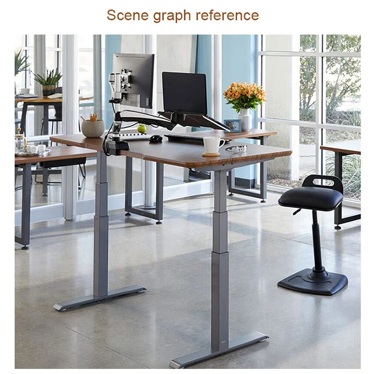Buff Wood Grain Electric Table Legs Height Adjustable Lifting Desk ...