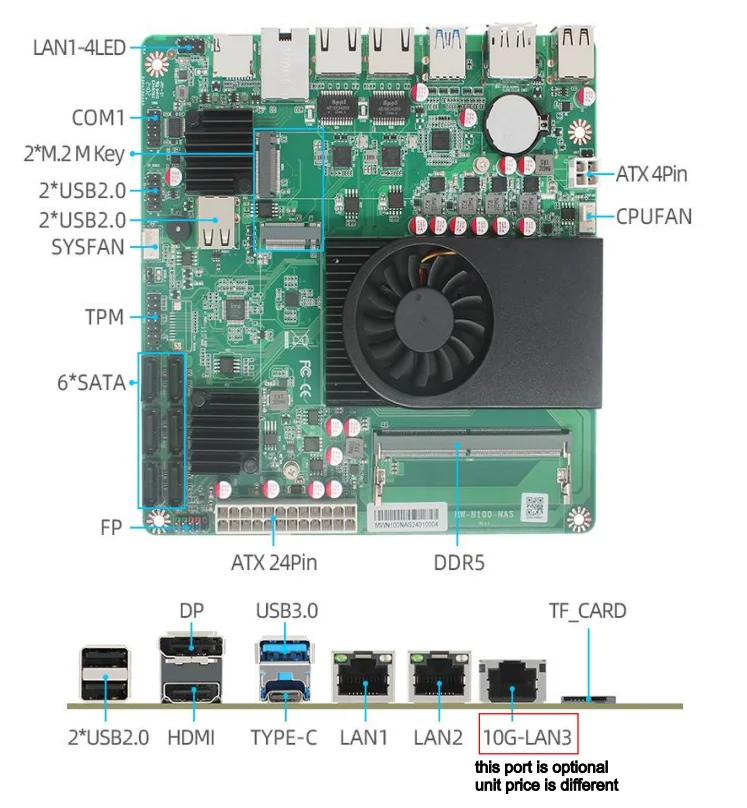 New Mini Itx Nas Motherboard N305 With 10g Lan & 6 Sata