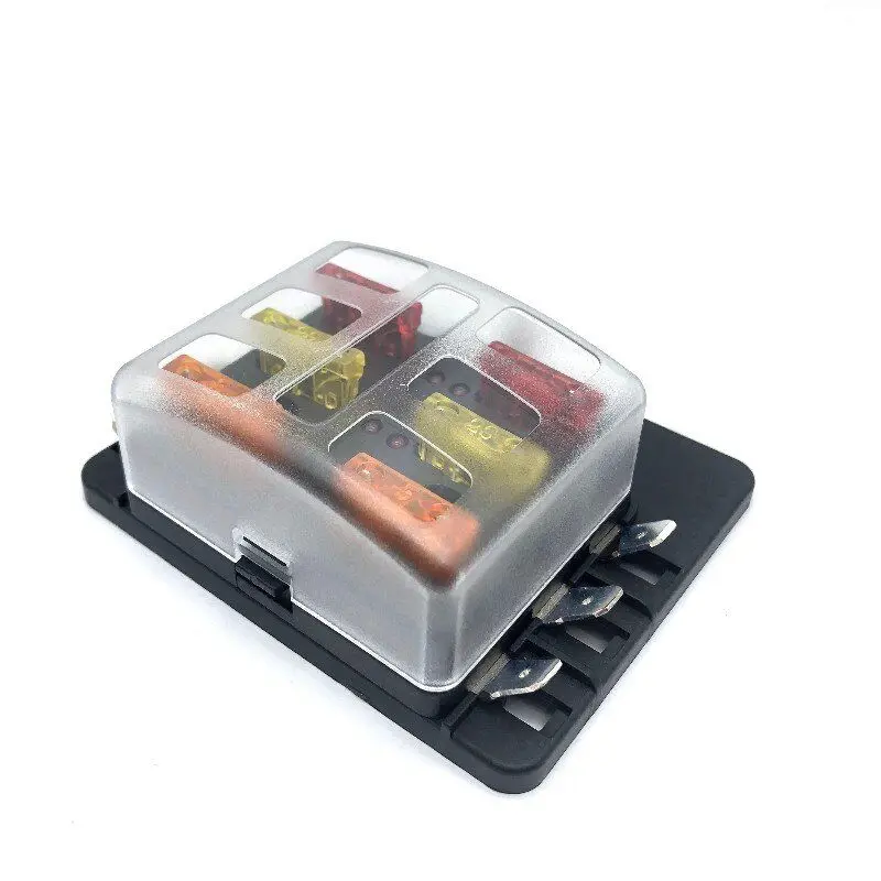 6 Way Fuse Block Blade Auto Fuse Block DC12~32V Holder Block Box With ...