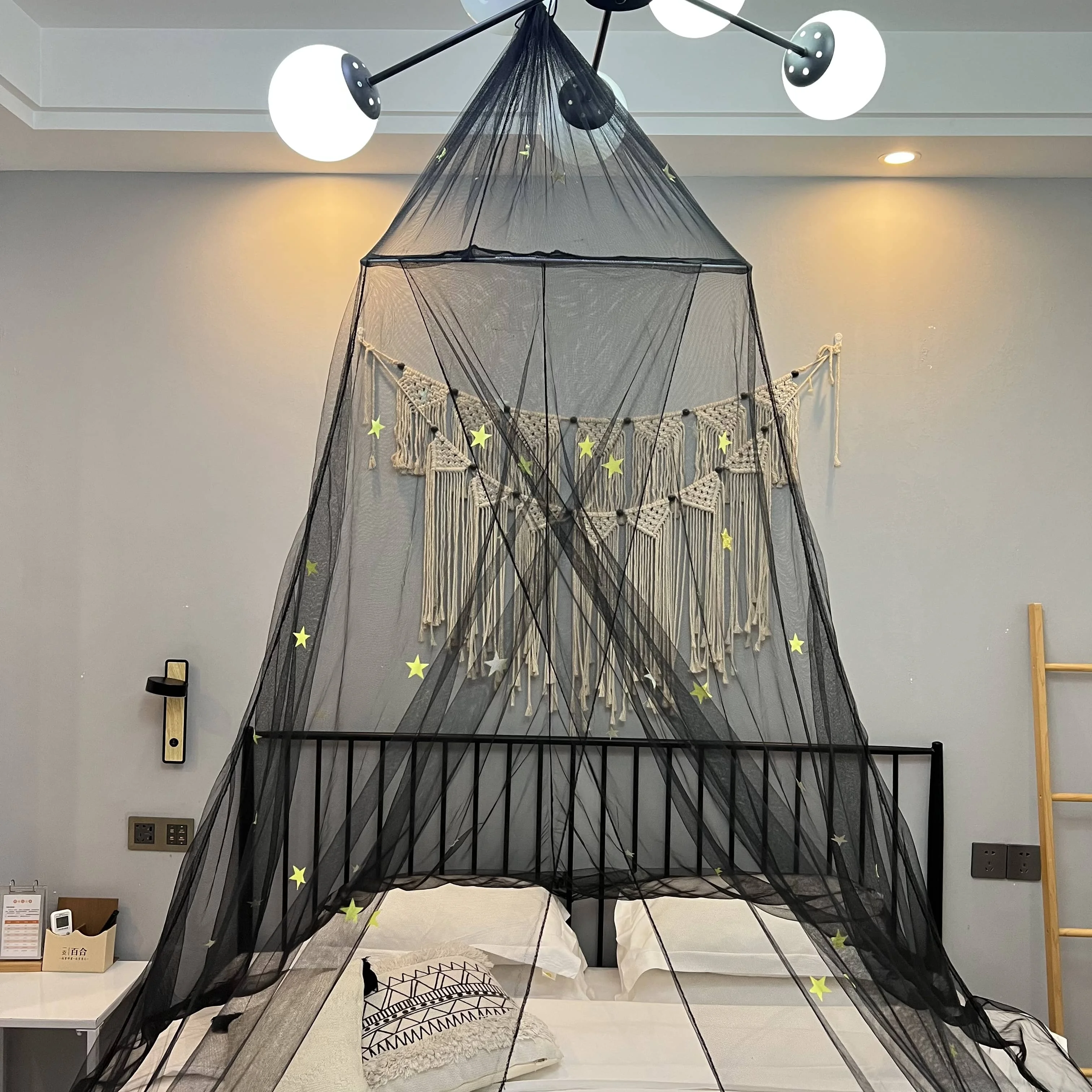 Fluorescent Star Decorated Conical Round Mosquito Net Stand For Double ...