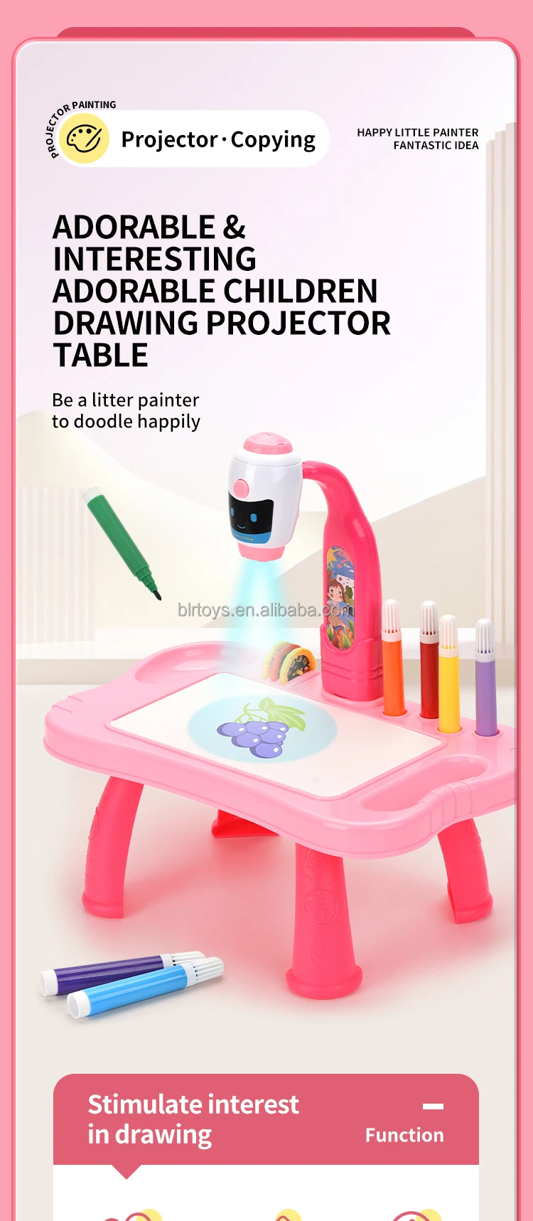 New Kids Fun Early Education Projector Painting Table Toys Creative ...
