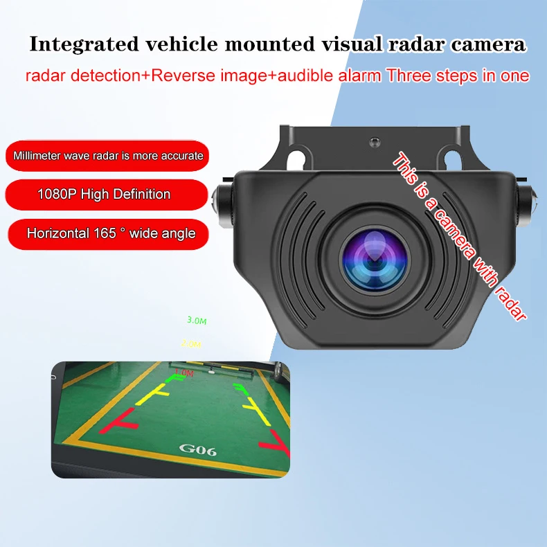 3 In 1 1080p Video Parking Radar Detector Sensor Car Reverse Backup ...