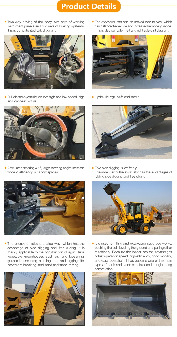 Min Used Multifunctional Wheel Backhoe Excav Loaders With Mower ...