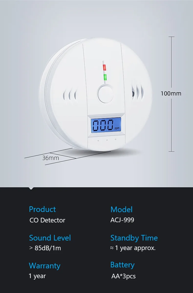 Promotion Household Battery Operated Standalone Carbon Monoxide ...