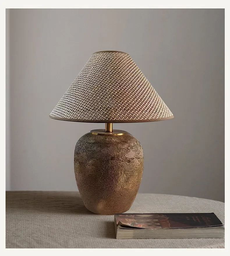 Modern Brown Ceramic Table Lamp Power Outlet Table Lamp for Bedroom ...