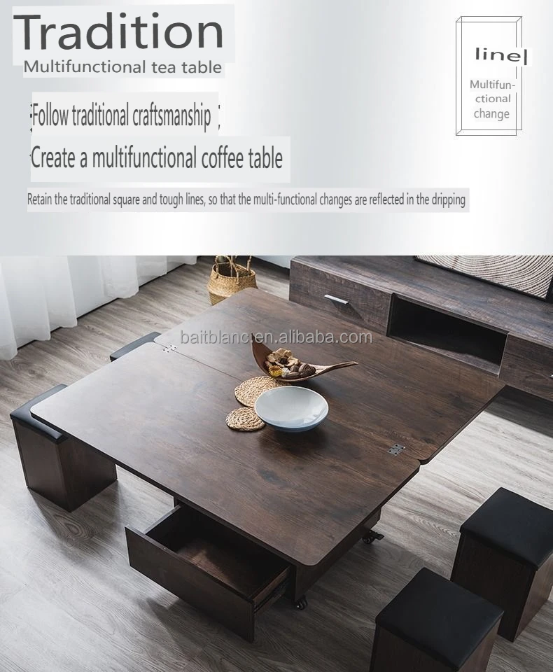 Chinese Folding Rectangle Multi-function Lifting Coffee Table, Can Be ...