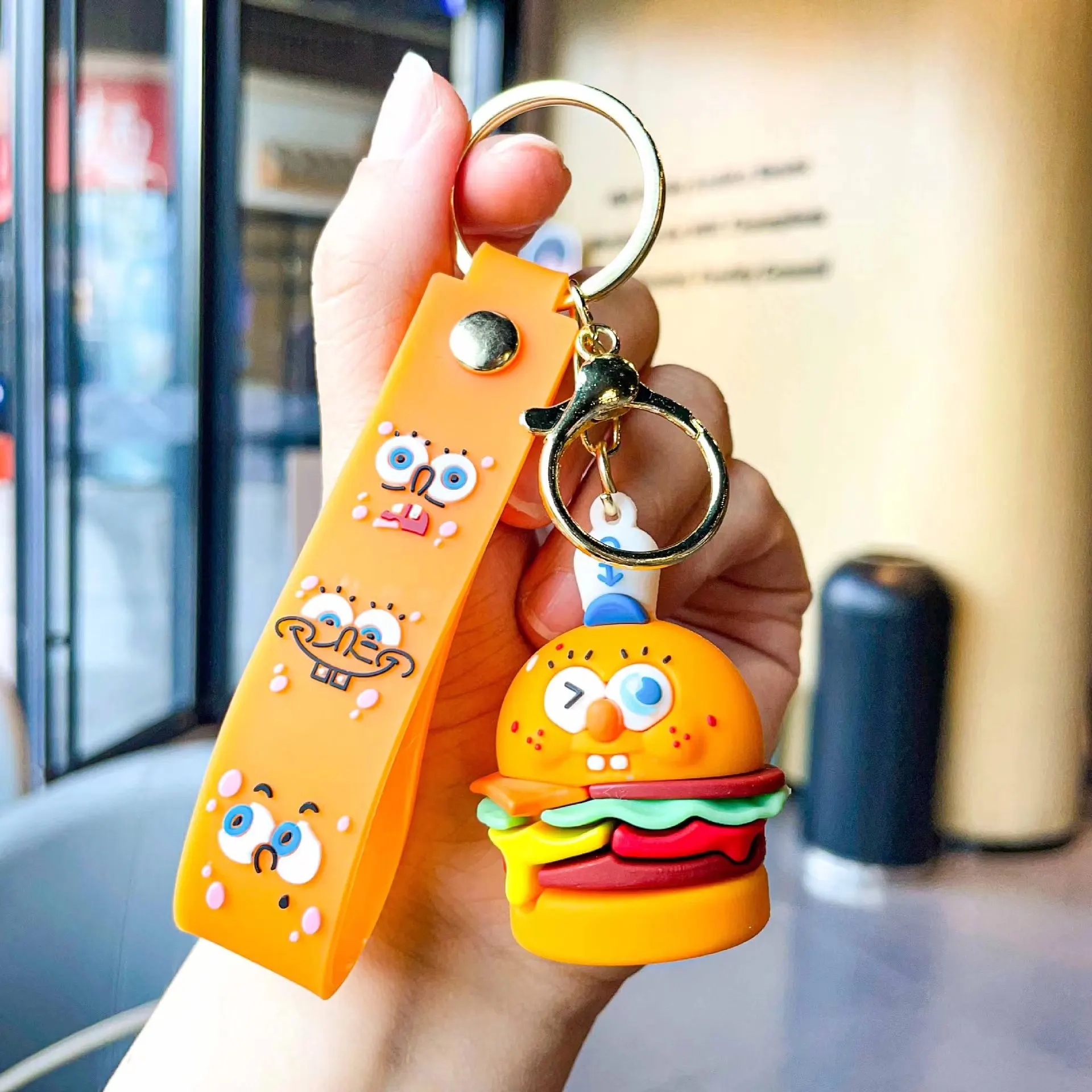 Cartoon Cute Spongebob Patrick Star Pvc Rubber Keychain Bag Pendant Car ...
