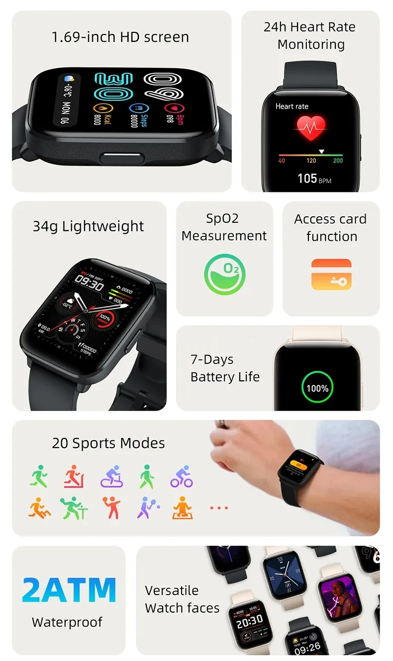 Mibro C2 Smartwatch - 24H Heart Rate Monitoring & 20 Sports Modes