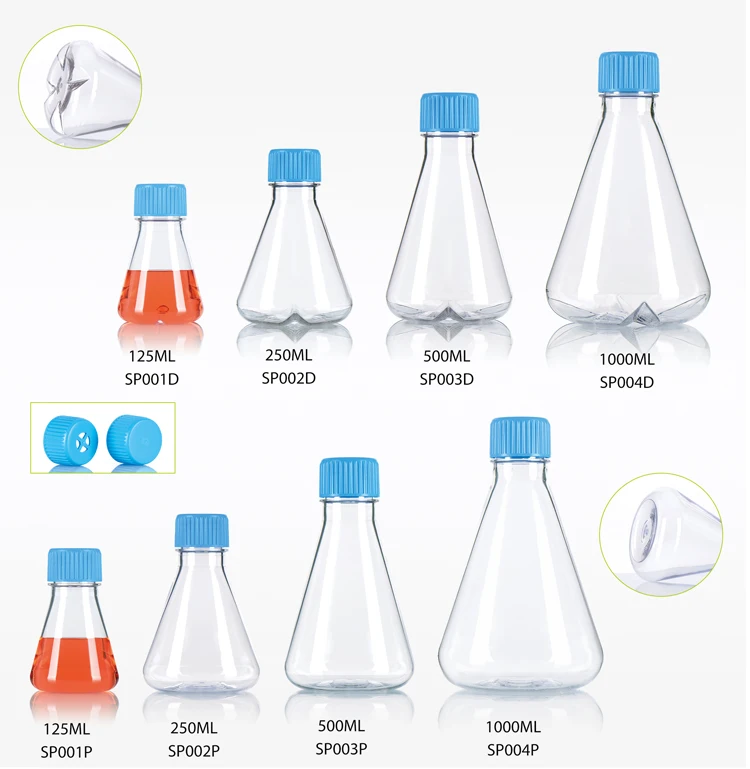 Clear Square Sterile Plastic Sample Bottles for Lab Use