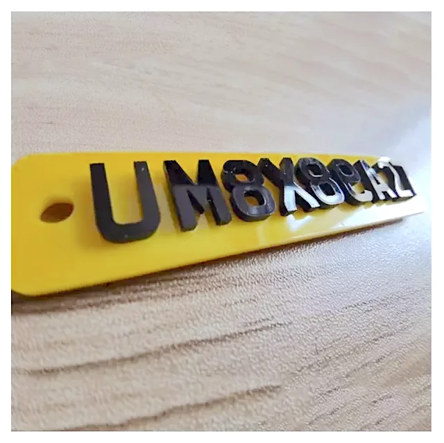 Gel Car Number Plate Letters White Plastic Nameplate Sticker Black ...