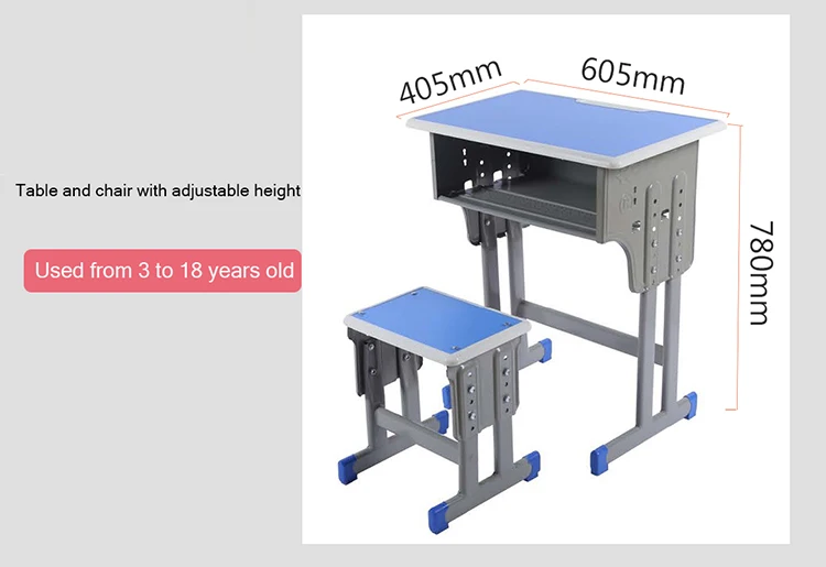 New Legs Height Adjustable Lifting Student School Study Desk and Chair ...
