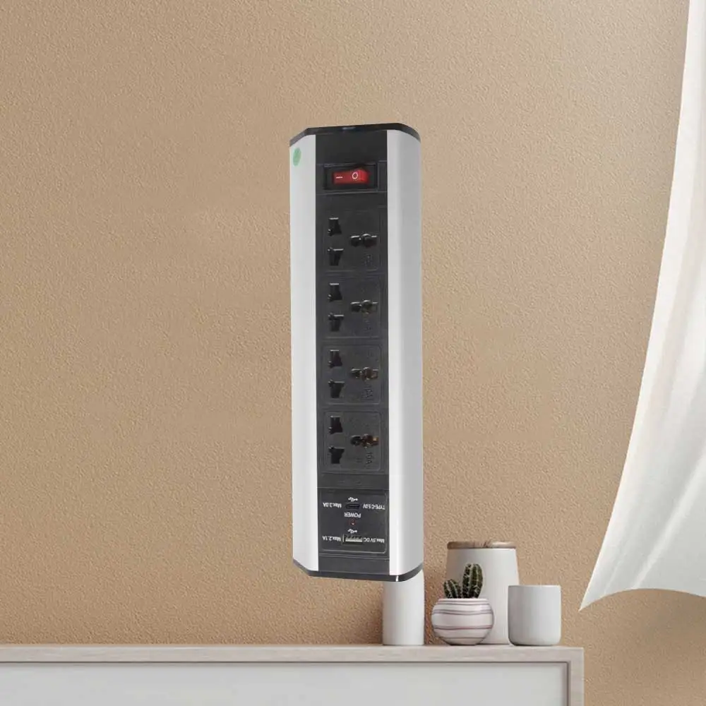 Oswell Desktop Mountable Pdu 4 X Universal Sockets 1*usb Type-a & 1*usb ...