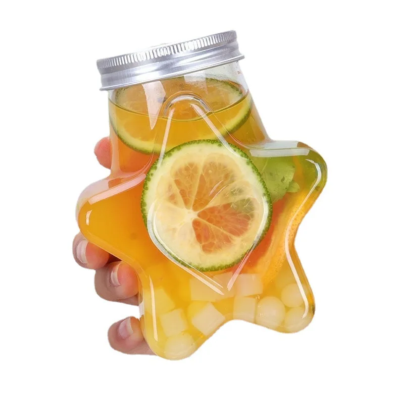 300ML Disposable Milk Tea Packaging Plastic Bottle Star Shaped Drink ...
