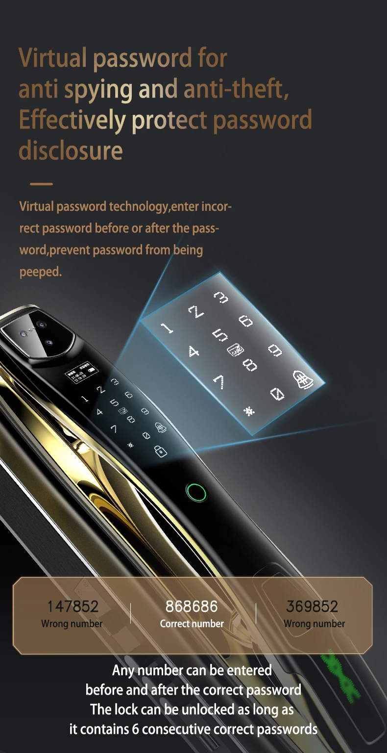 Intelligence Lock Real Time Video Intercom Tuya Wifi Face Recognition ...