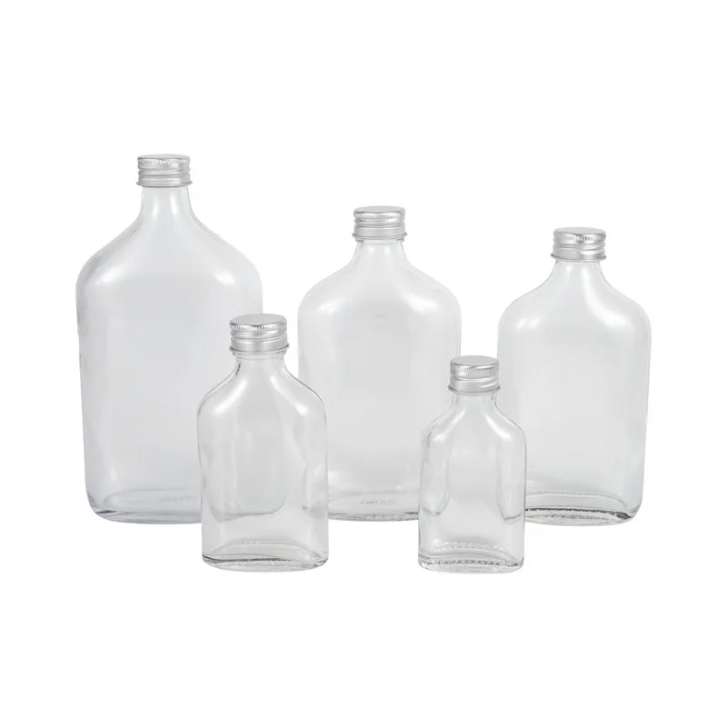 Reusable Mini Flask 200ml/250ml/350ml Flat Shape Glass Beverage ...
