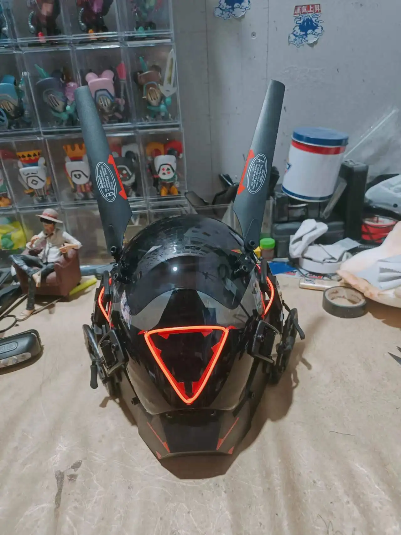 Cyberpunk Led Mask Luminous Samurai Helmet Cosplay Tactical Jacket Pet ...