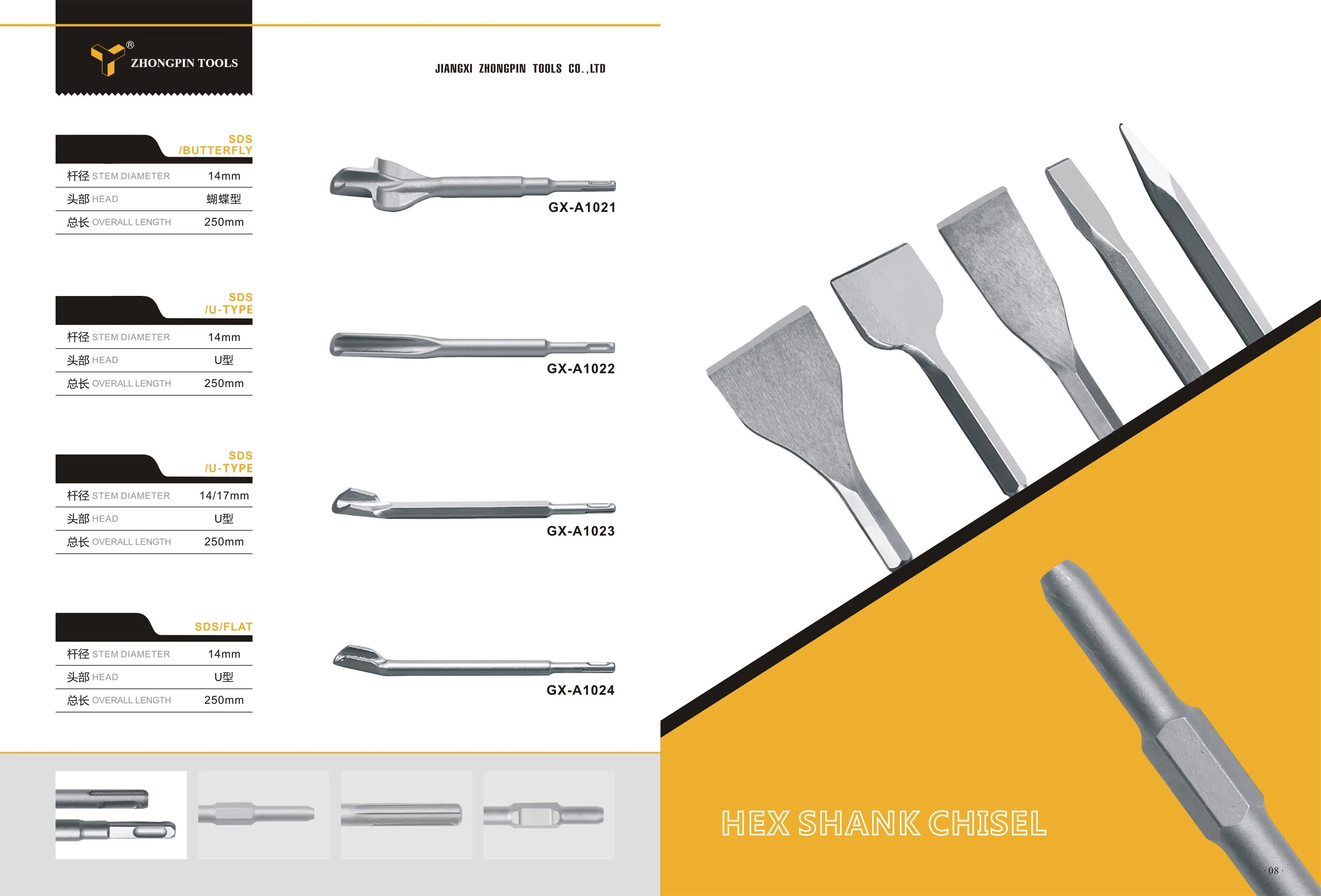 IECEE Certified High Quality HEX Point CHISEL Hex Scaling Chisels for Stone Marble Drill Bits ...