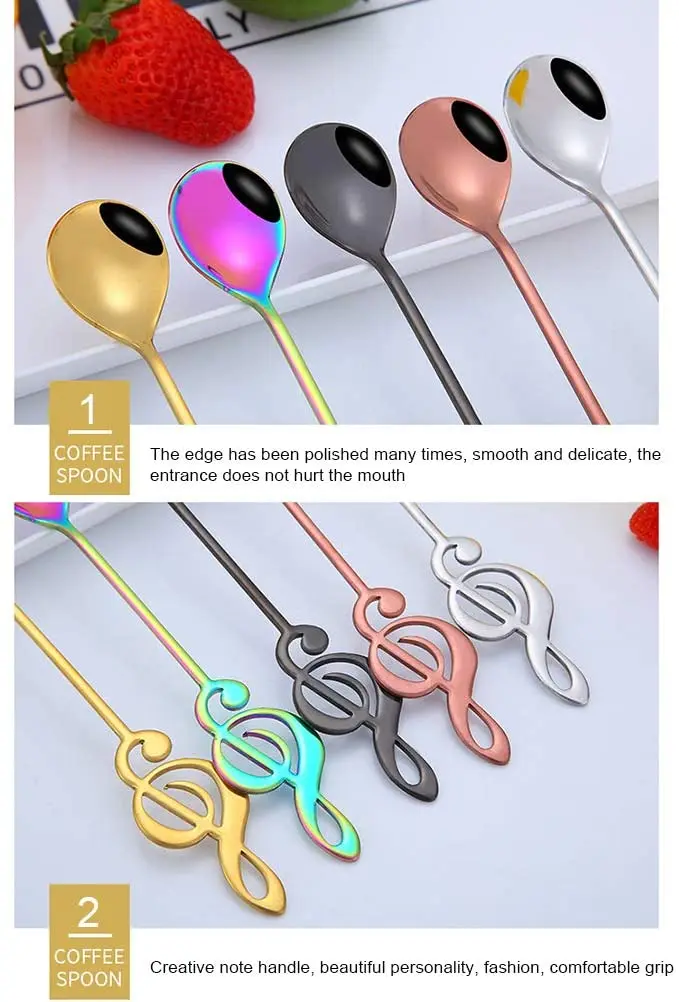 18/10 Stainless Steel Music Note Tea Spoons - Luxury Set
