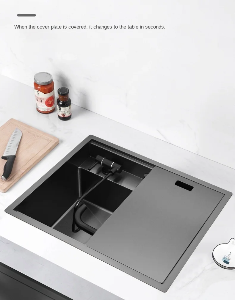 Nano Black Large Single Bowl Bar Sink Hidden Kitchen Sink 304 Stainless ...