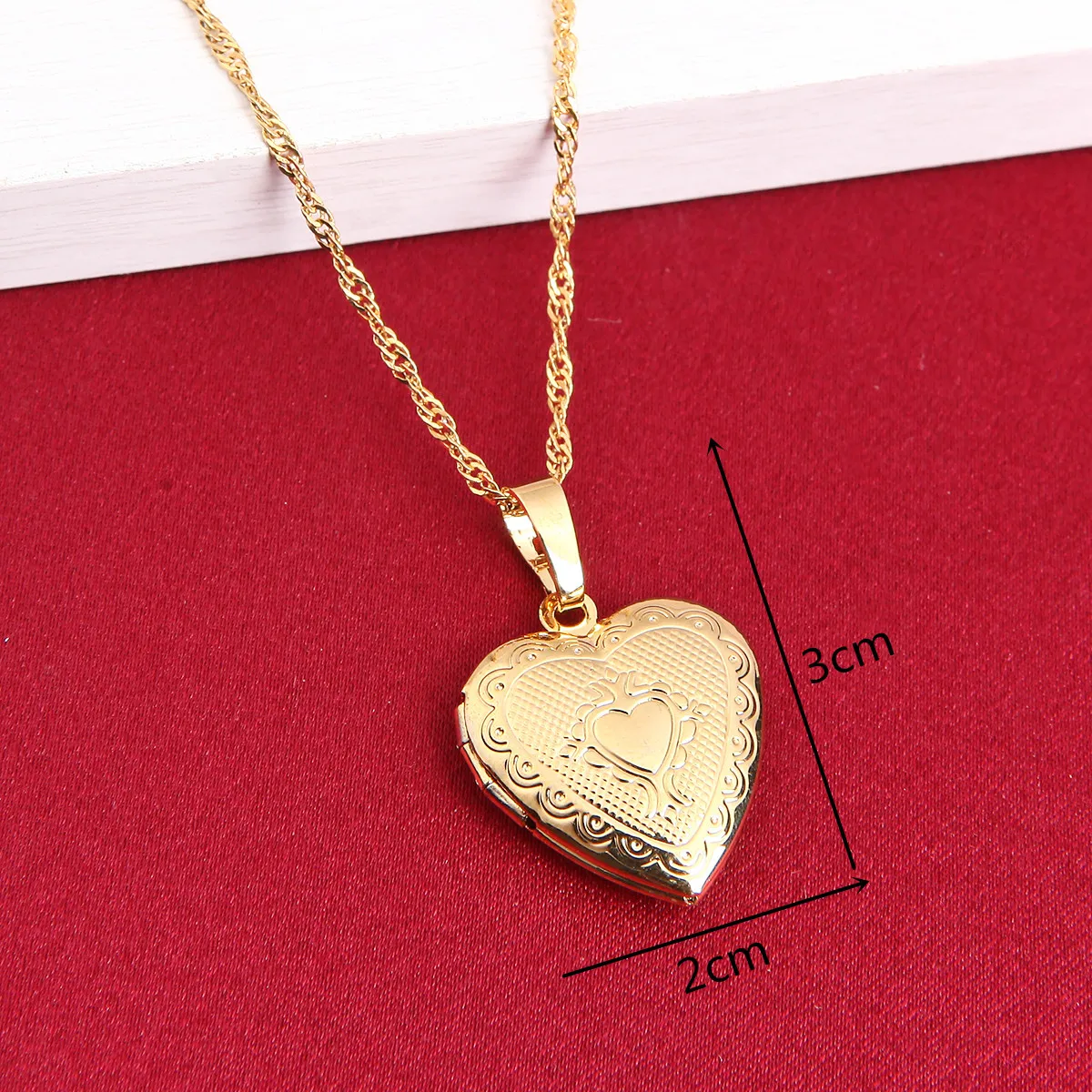 Gold Color Women Trendy Heart Locket Jewelry 24K Gold Color Fashion Cute Heart Pendant Necklace Alibaba