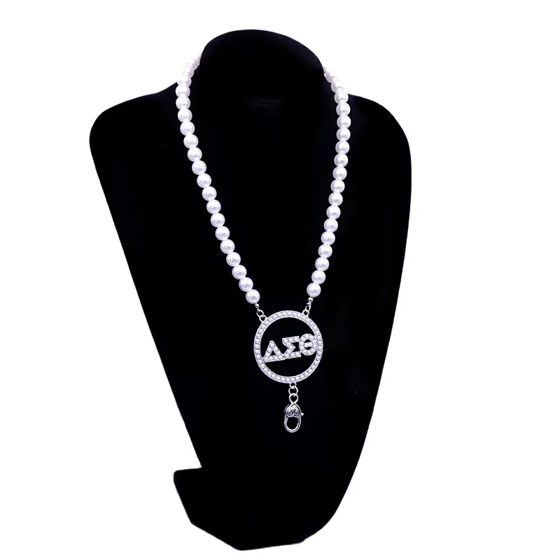 Us Greek Sorority Logo Sign Pearl Round Hollow Dst Pendant Necklace ...