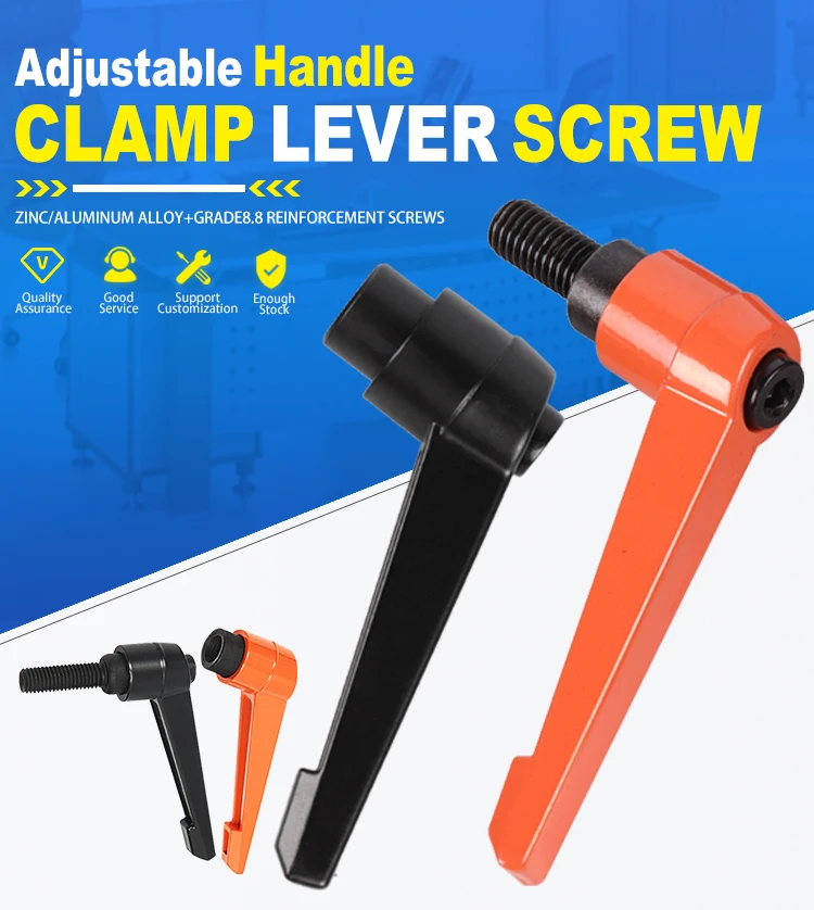 Adjustable Tight Clamping Lever Handle - Black Orange Alloy