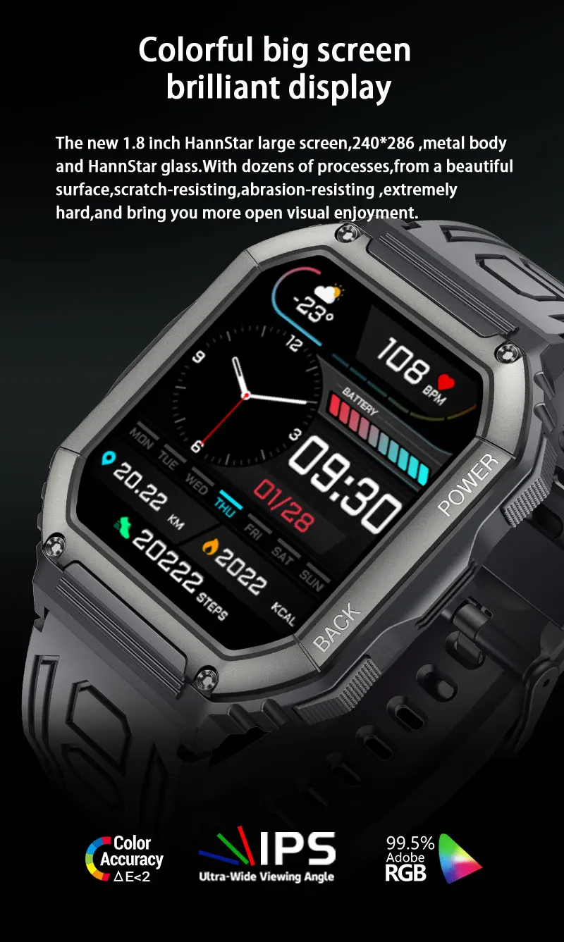 KR06 Smart Watch - Multilingual Support for Outdoor Activities