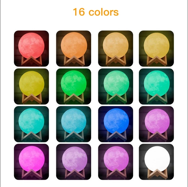 Moon Night Light Rechargeable Touch Dimmable Remote Controller 16colors ...