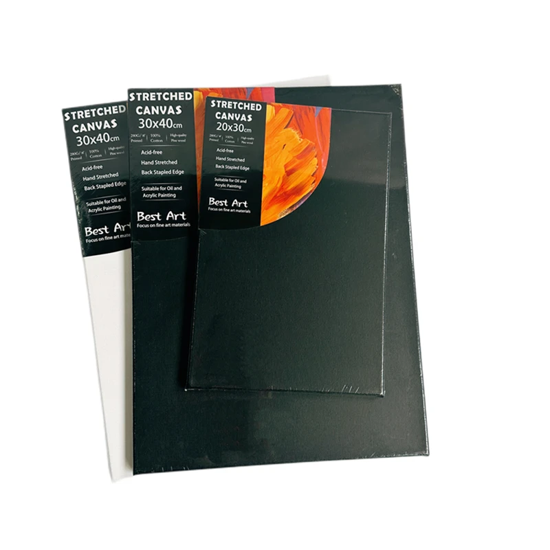 Black wood stretched canvas close-up