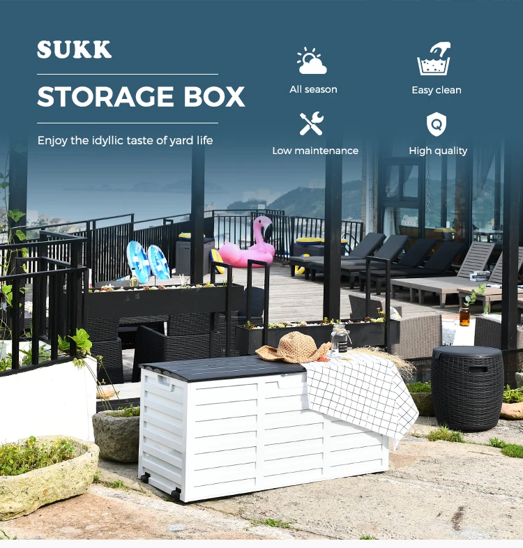 Durable Outdoor Storage - Weatherproof Plastic Box with Wheels