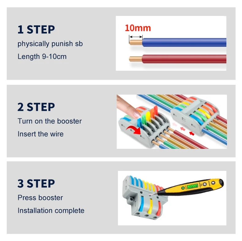 WBO Electrical Quick Wire Wiring Connector Wire Terminal Blocks Push in ...