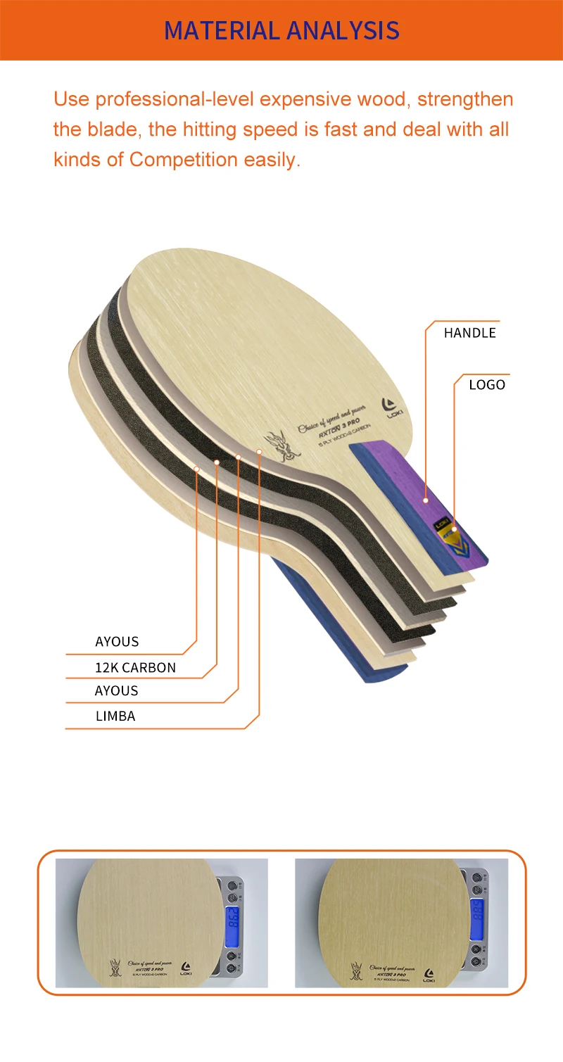 Loki Rxton 3pro Custom Ping Pong 7 Layer Professional 12k Carbon ...