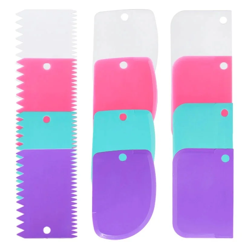 Plastic Cake Scraper Three-piece Baking Spatula Wave Trapezoid Multi ...