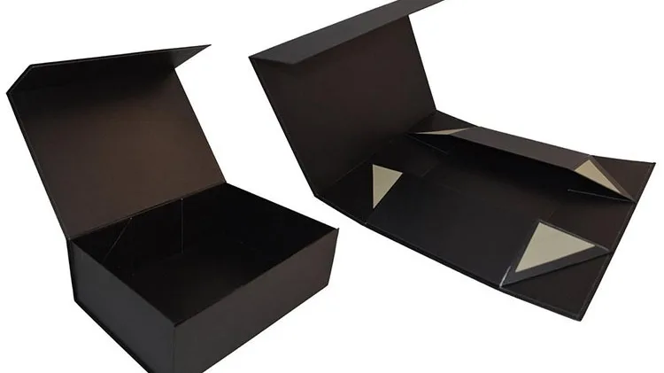 Custom Recyclable Black Paper Packing Folding Shoe Gift Box Magnetic ...