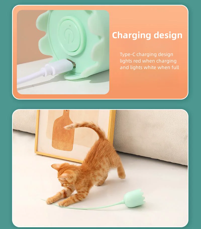 Pet Smart Little Magic Tail Tickling Cat Stick Silicone Tail Automatic ...