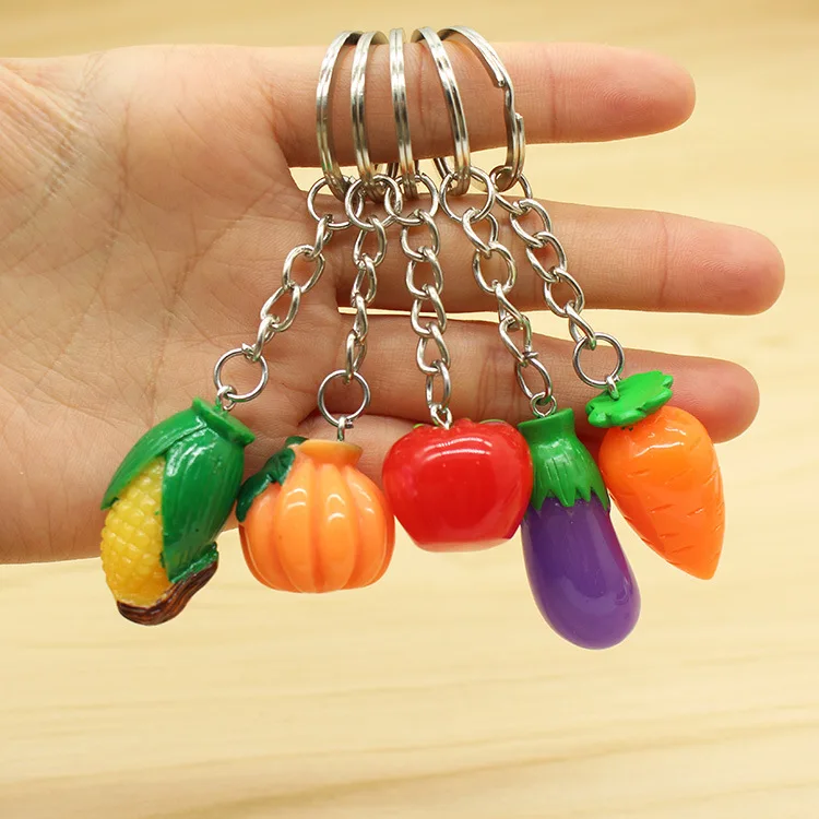 Mini Key Chains Simulation Tomato Eggplant Corn Pumpkin Carrot Creative ...